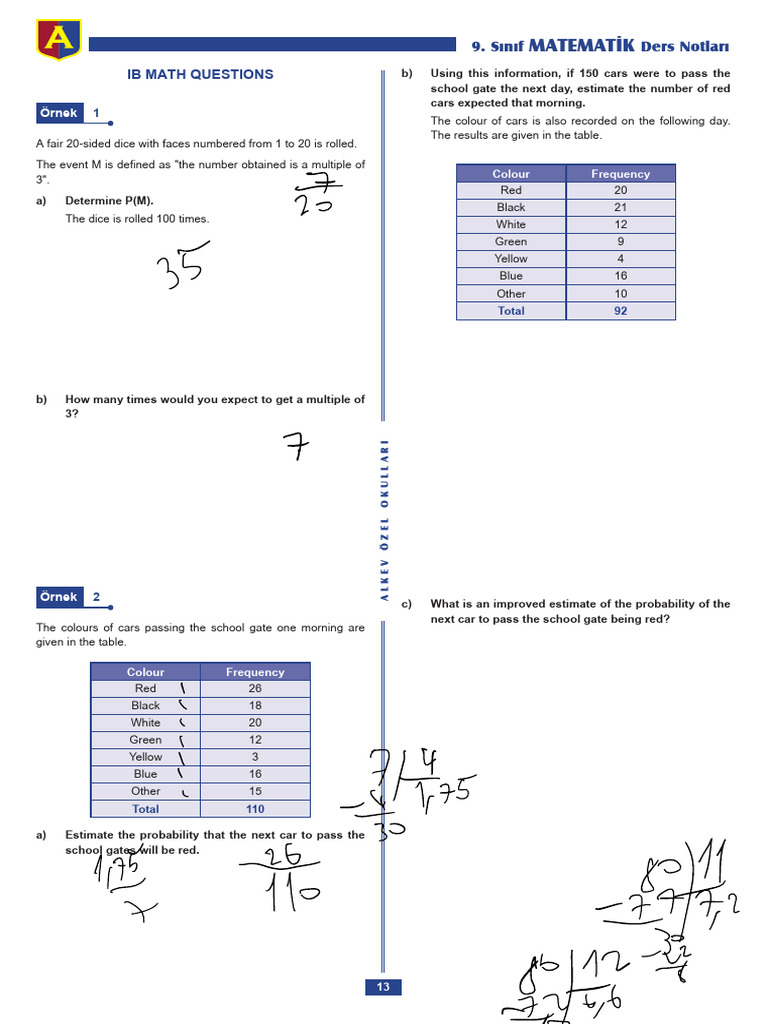 9th Grade Math Probability Notes | PDF | Probability Theory | Applied ...