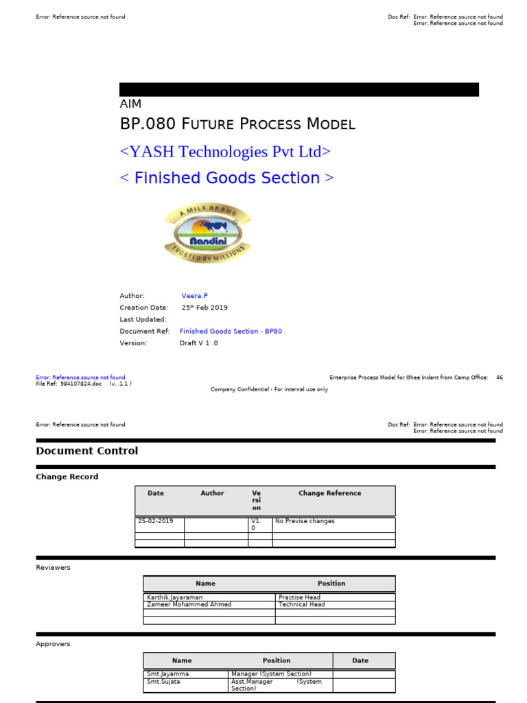 BP080 Current Process Model Finished Goods Section Approved 27feb2019 | PDF