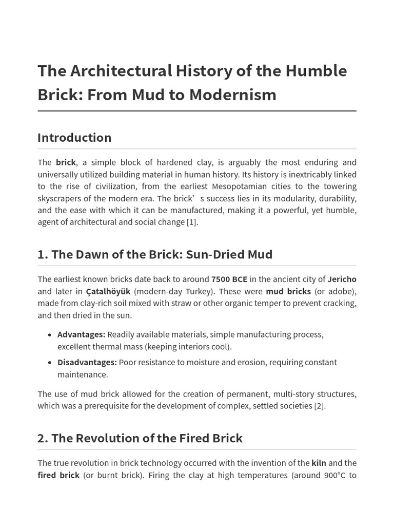 History of Brick: From Mud to Modernism | PDF | Brick | Mud