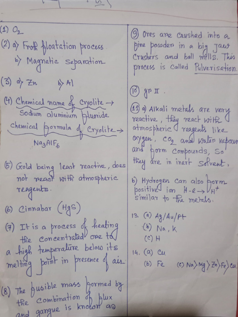 Metallurgy Answer Sheet ( Oct,2025) | PDF