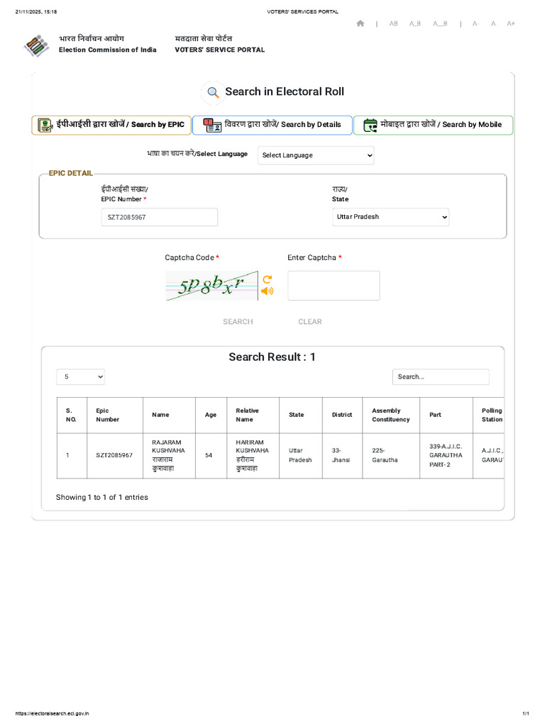 Voters' Services Portal Rajaram 01 | PDF
