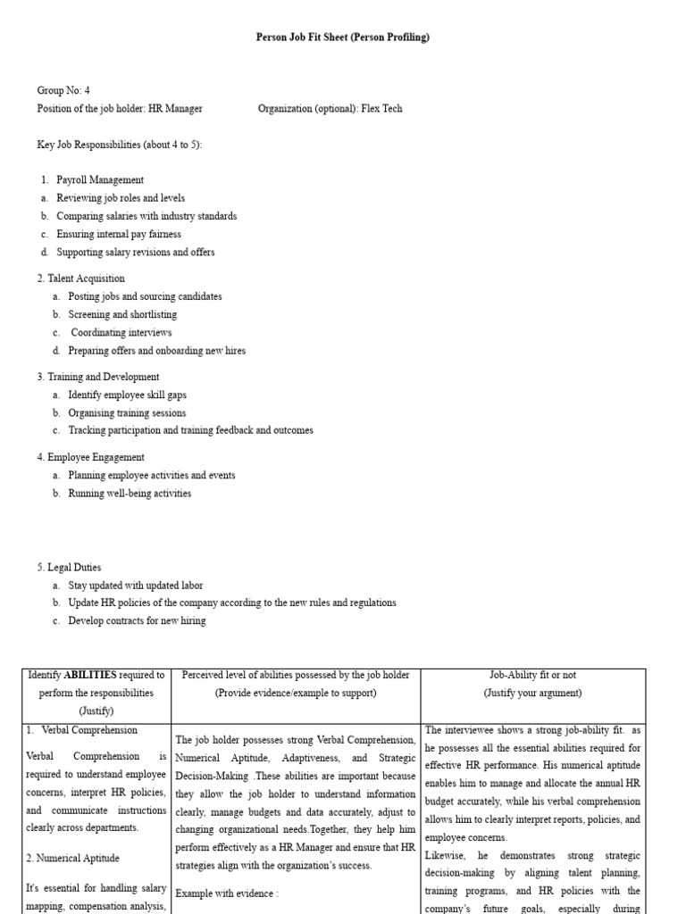 Person-Job Fit Sheet | PDF | Employment | Empathy