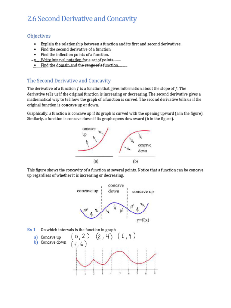 2.6 Second Derivative and Concavity | PDF | Derivative | Function ...
