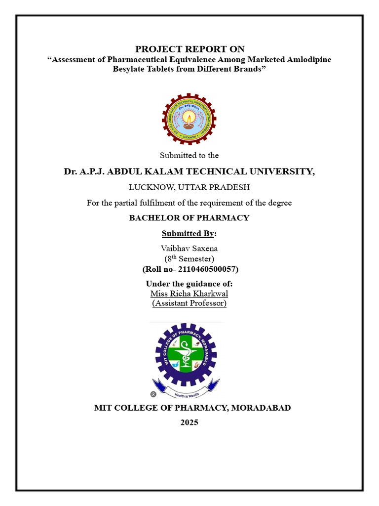 Vs Project Work | PDF | Angiotensin | Tablet (Pharmacy)