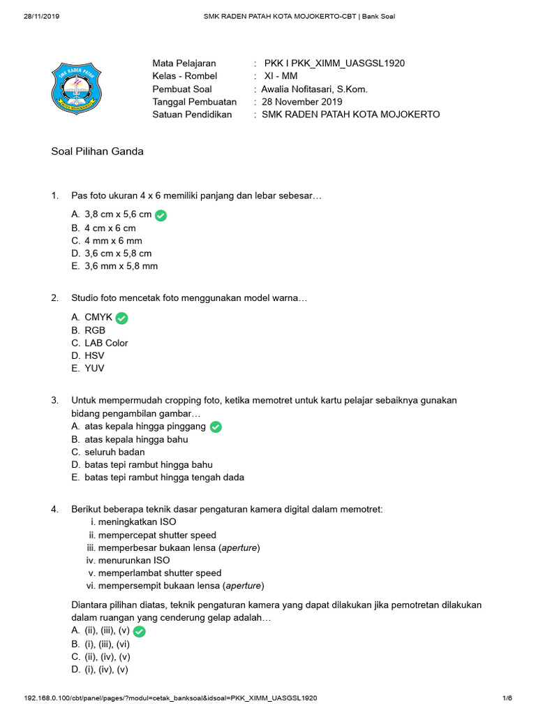 Bank Soal Bu Awalia Pkk_ximm_uasgsl1920 | PDF