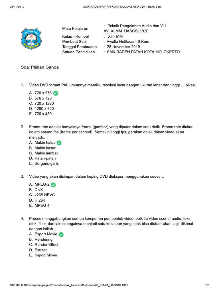 Bank Soal Bu Awalia Av_xiimm_uasgsl1920 | PDF