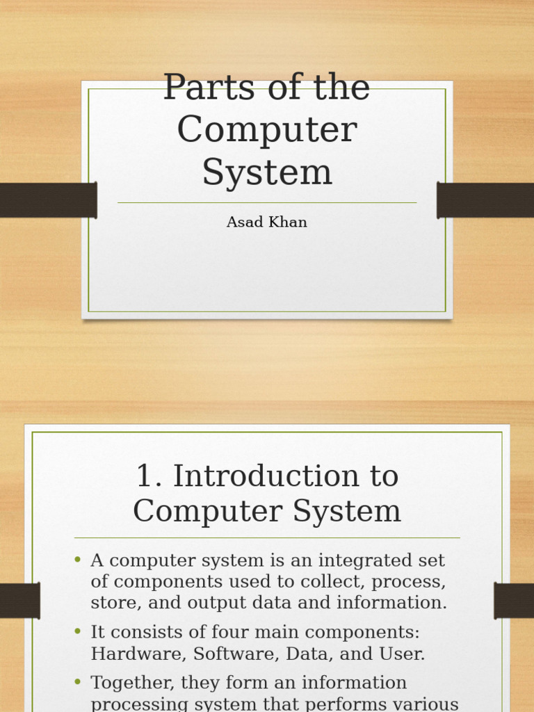 Parts of Computer System Detailed | PDF | Computer Data Storage ...