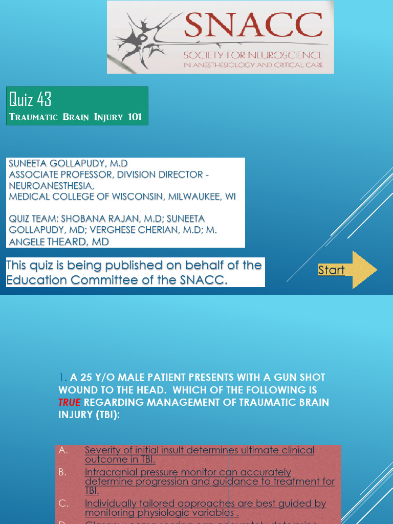 Neuro Quiz 43 Traumatic Brain Injury 101 | PDF | Traumatic Brain Injury ...