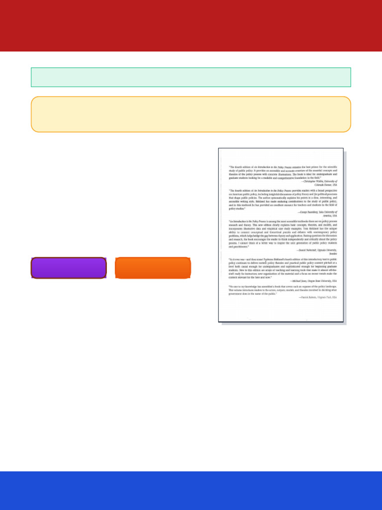 An introduction to the policy process theories concepts and models of ...