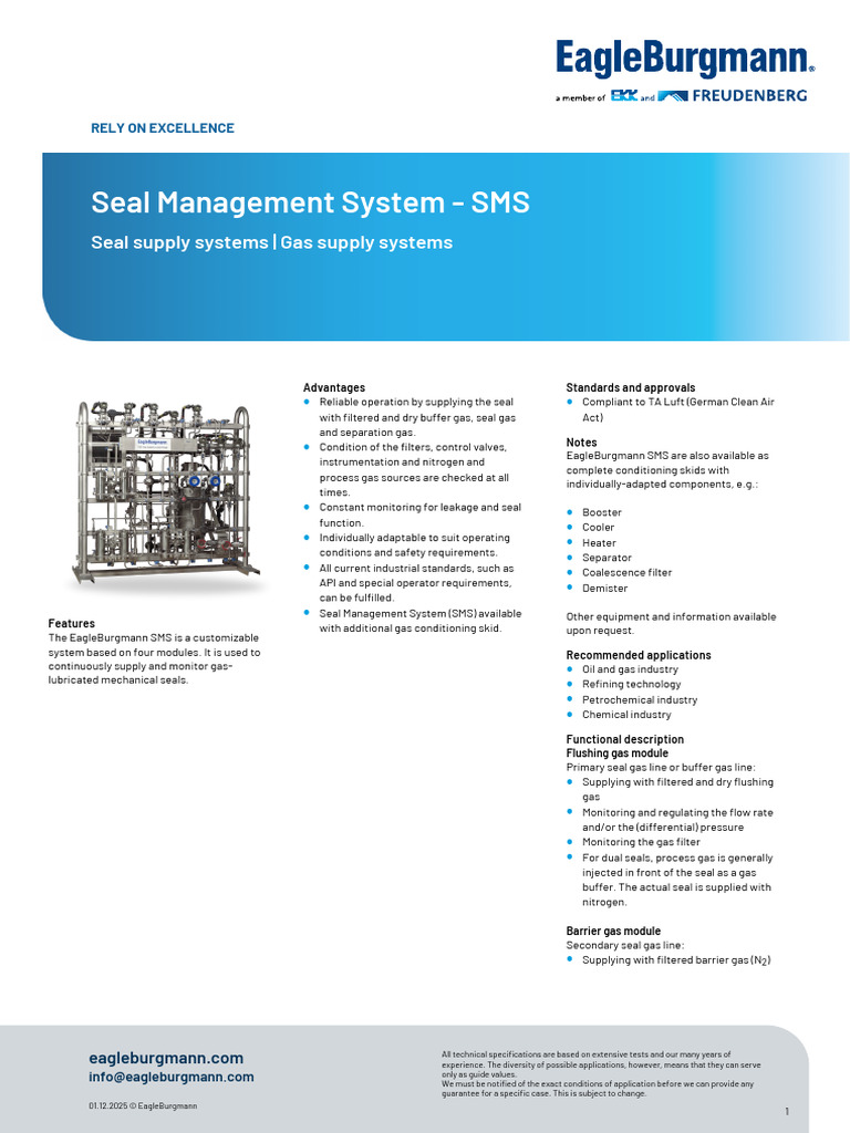 EagleBurgmann - Seal Management System - SMS - EN | PDF | Gases ...