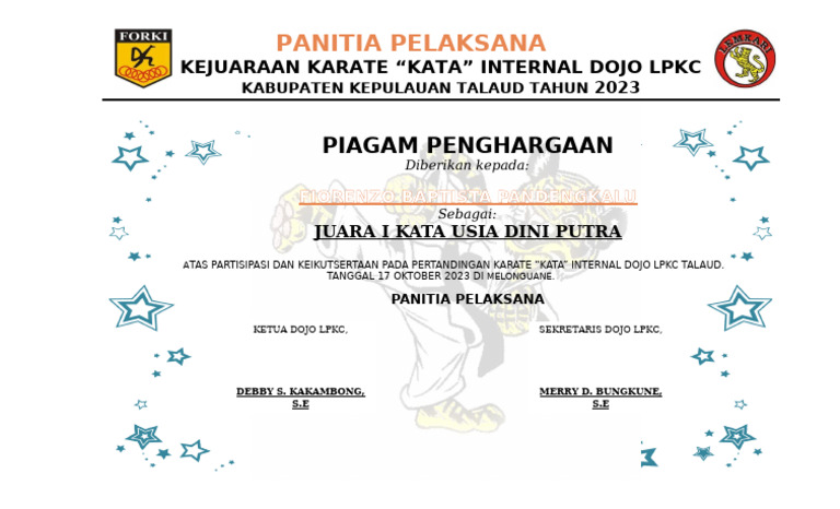 Piagam Penghargaan | PDF