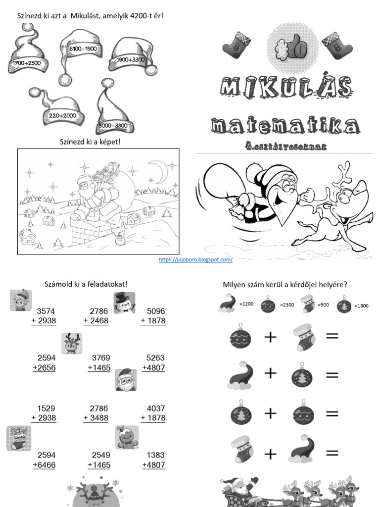 Mikulás Matematika 4.Osztályosoknak | PDF