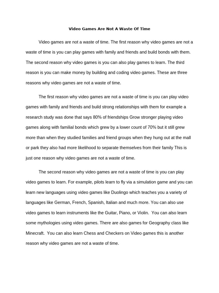 Video Games Are Not a Waste of Time | PDF
