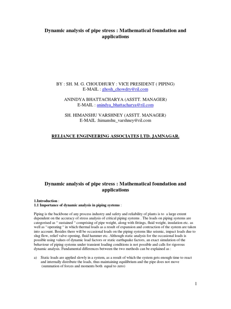Dynamic Analysis of Pipe | PDF | Normal Mode | Eigenvalues And Eigenvectors