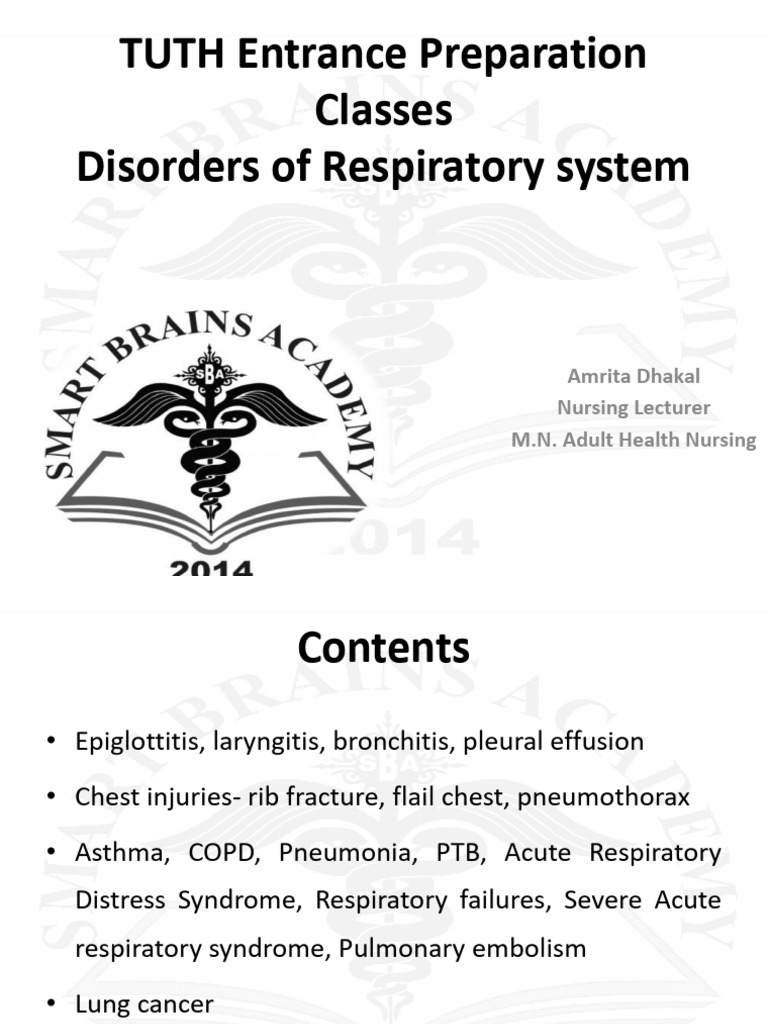 TU SBA - Respi 1st Class Note PPTX 2 | PDF | Pneumonia | Chronic ...