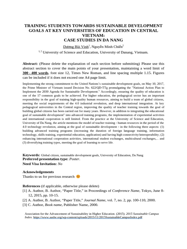 VANJ Conference Abstract Template | PDF | Sustainable Development