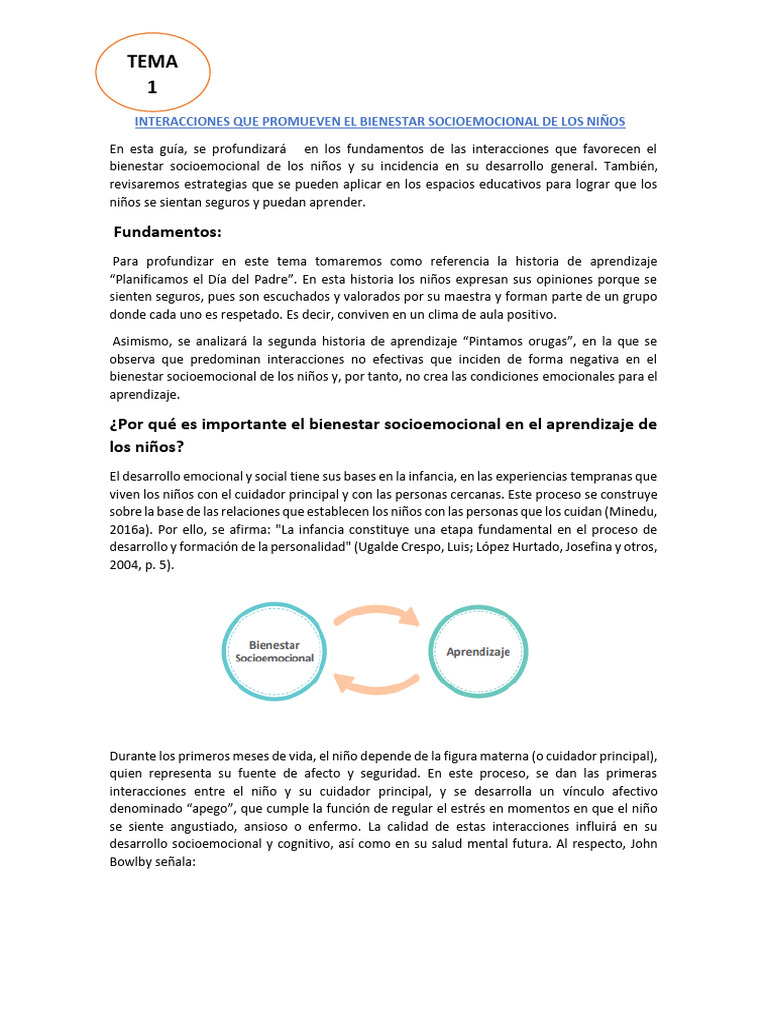 TEMA 1 Bienestar socioemocional (1) | PDF | Adultos | Aprendizaje