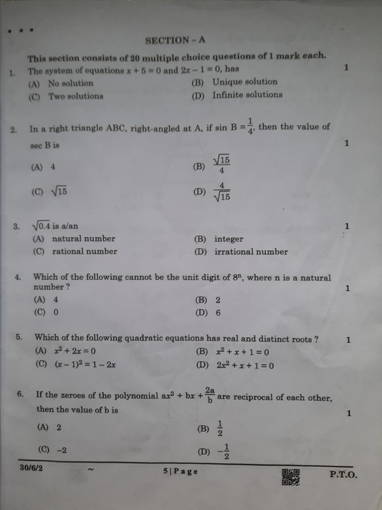 Math Question Paper | PDF