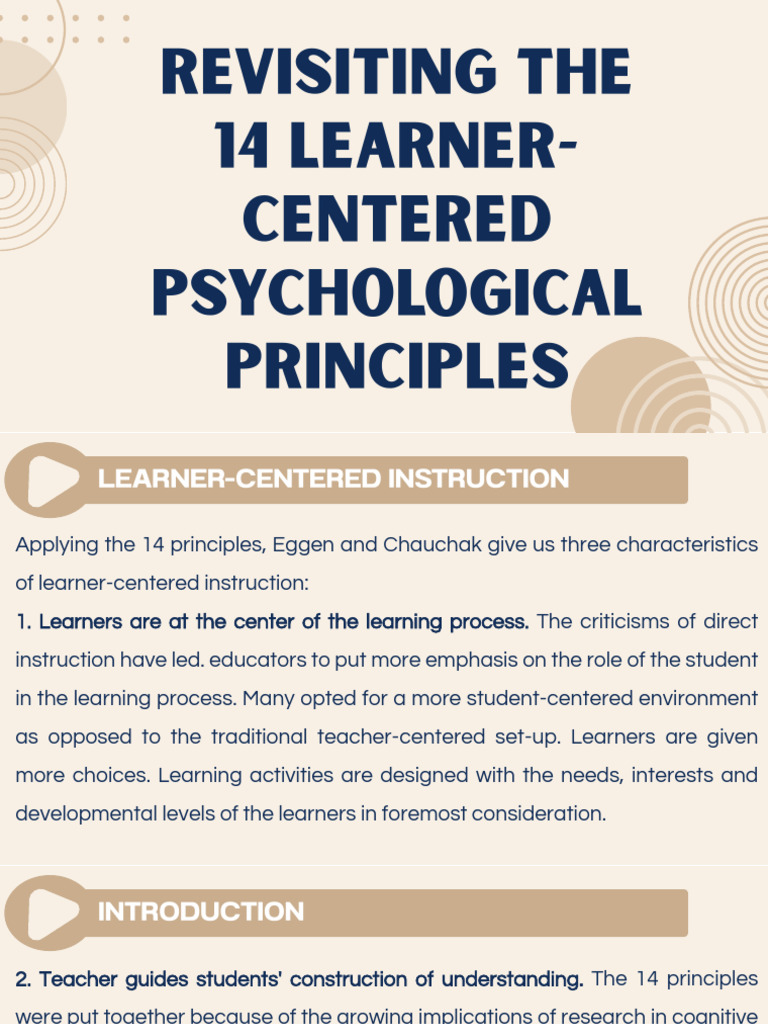 Module 26 Revisiting The 14 Learner-Centered Psychological Principles ...