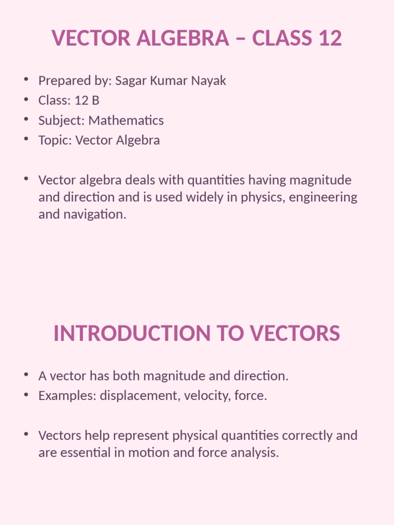 Vector Algebra Pastel Aesthetic Theme | PDF