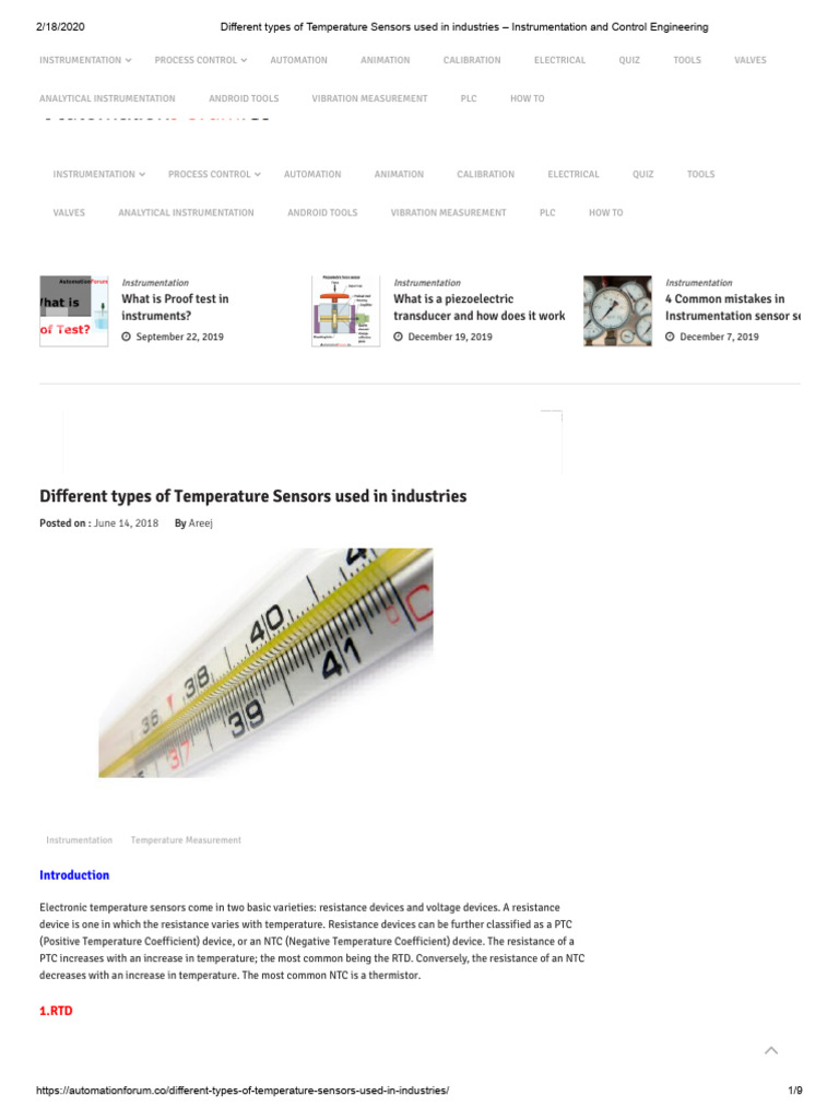 Different Types of Temperature Sensors Used in Industries ...
