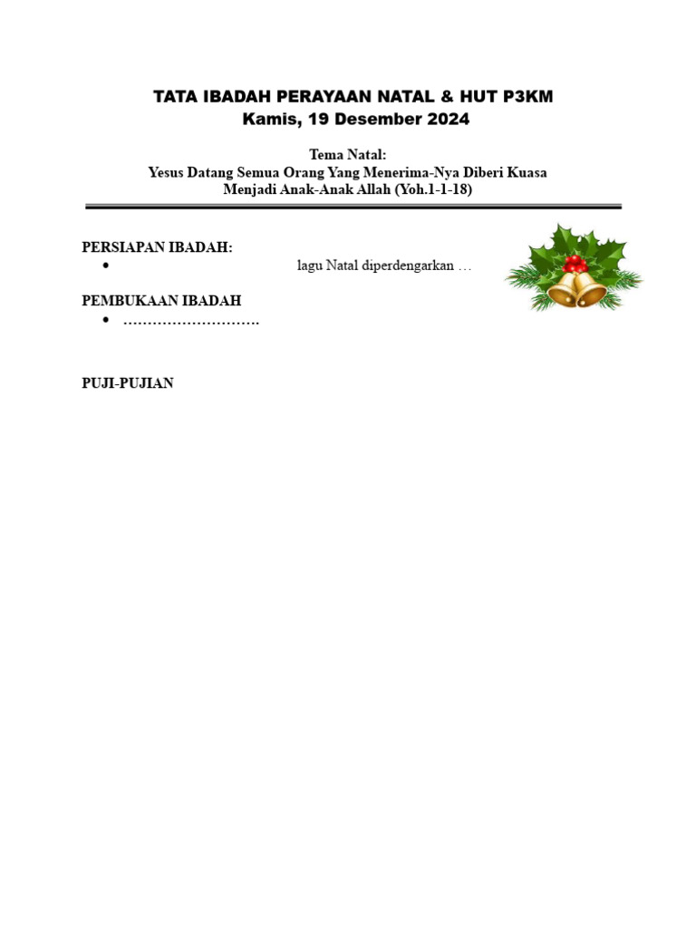 Ibadah Natal dan HUT P3KM 2024 | PDF