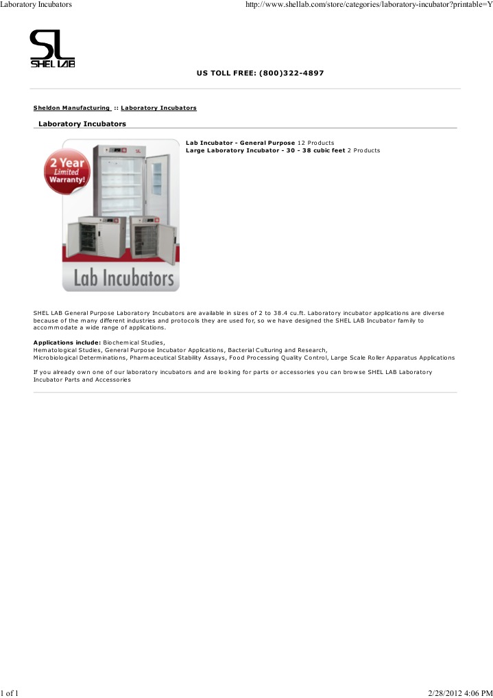 Laboratory Incubators by SHEL LAB | PDF