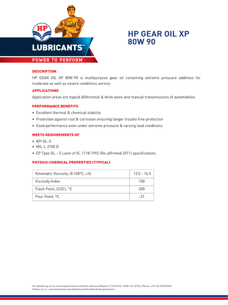 HP Gear Oil XP 80W 90-15-05-2019 | PDF