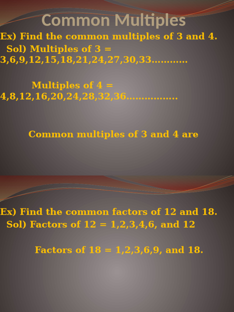Common Multiples and Common Factors | PDF