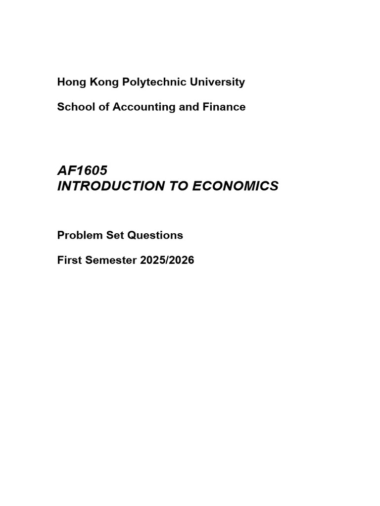 AF1605 Problem Set Questions (202526S1) | PDF | Cost Of Living ...