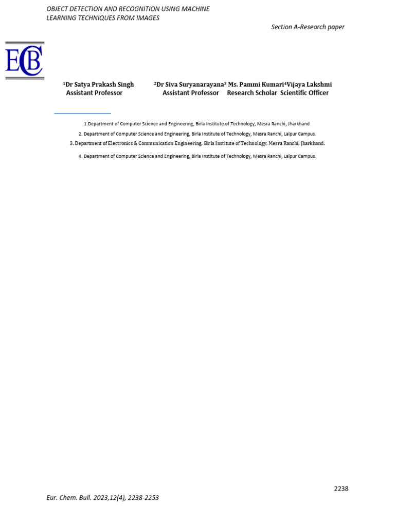 Objectdetectionandrecoginitionusingmachine Learning Techniquesfrom ...