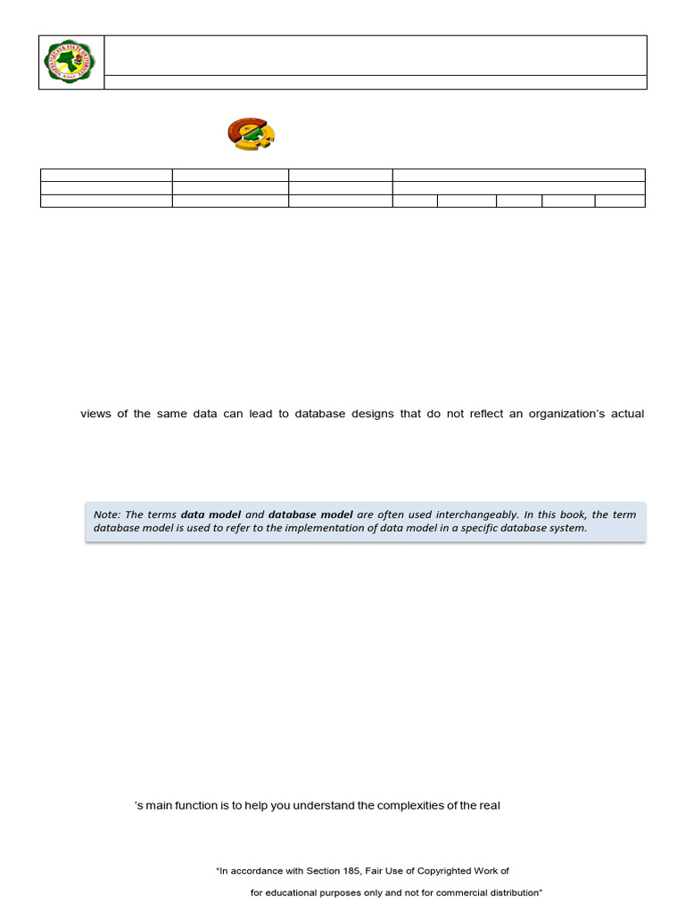 Module 03 DBMS Introduction To Data Modeling | PDF | Databases | Data Model