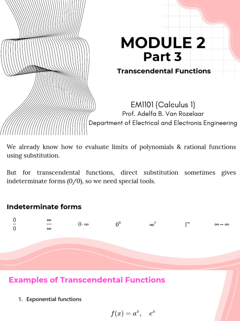 EM1101 Calculus 1 Module 2 Part 3 | PDF