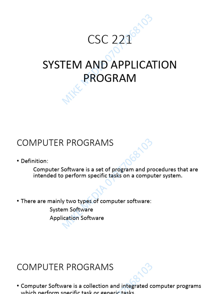 CSC_221(1) BY MENDY & MIKE MEDIA | PDF | Operating System | Computer Program