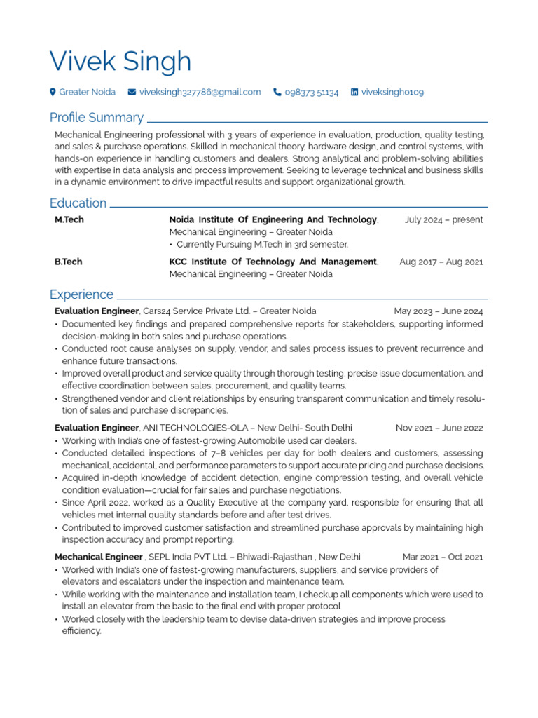 New Resume Vivek Oct 2025 | PDF | Sales | Evaluation