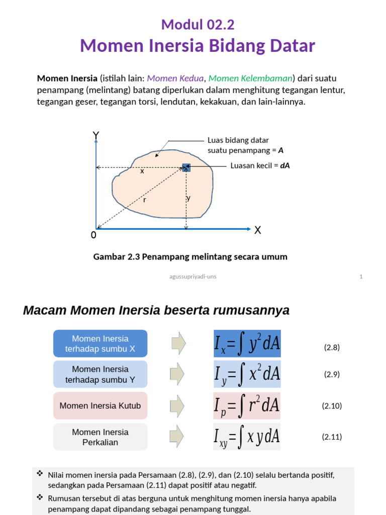 Momen Inersia Bidang Datar dan Rumusnya | PDF