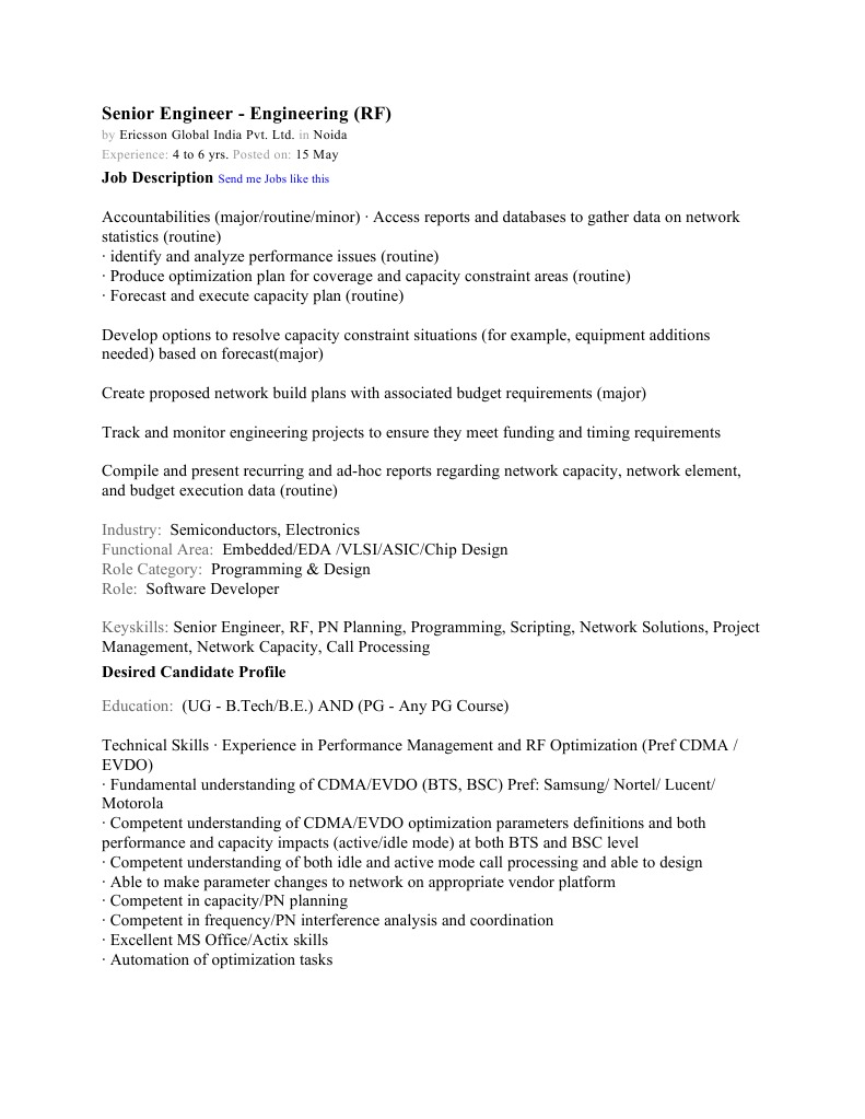Senior Engineer | PDF | Engineer | Project Management