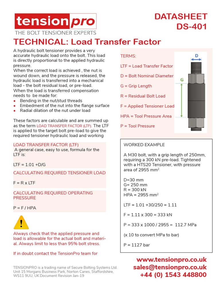 Load Transfer Factor for Bolt Tensioning | PDF | Screw | Nut (Hardware)