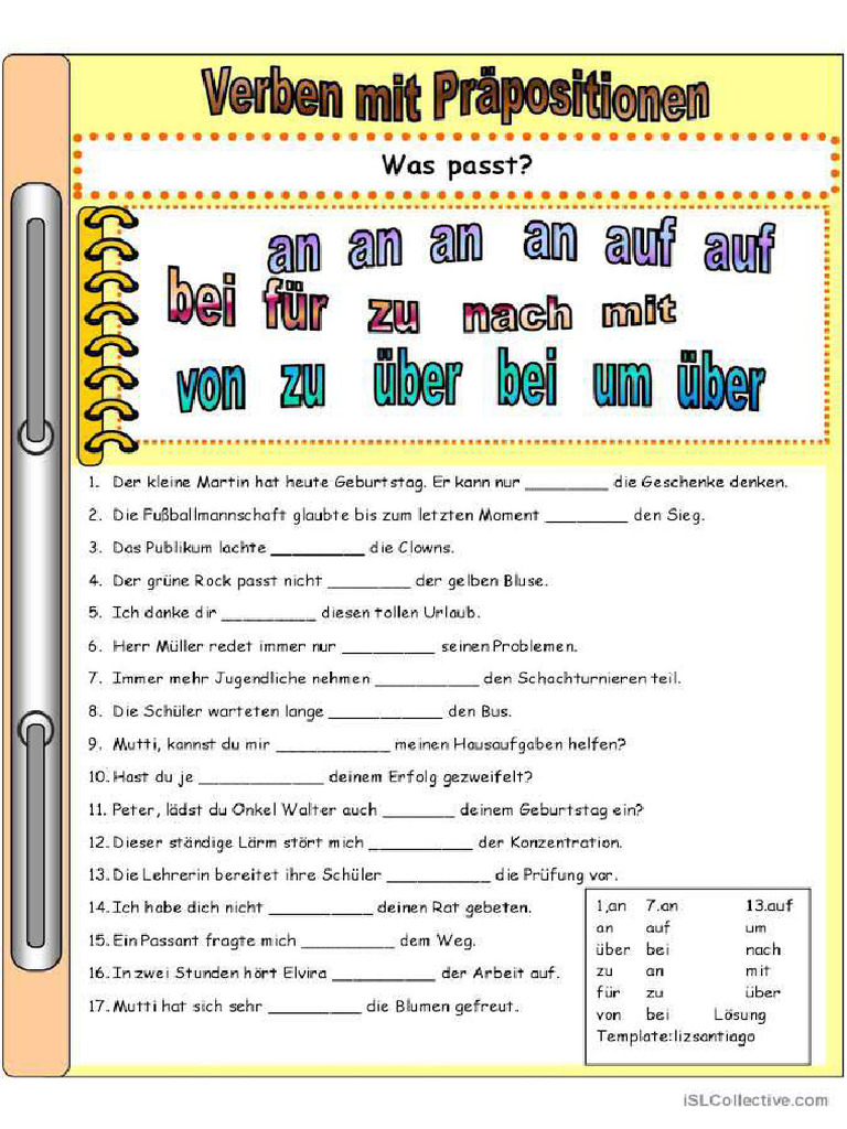 Verben Mit Prapositionen | PDF