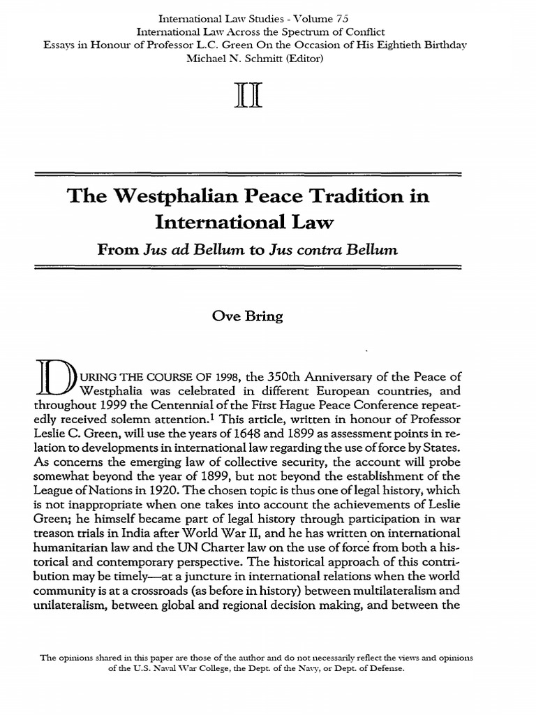 The Westphalian Peace Tradition in International Law - From Jus Ad ...