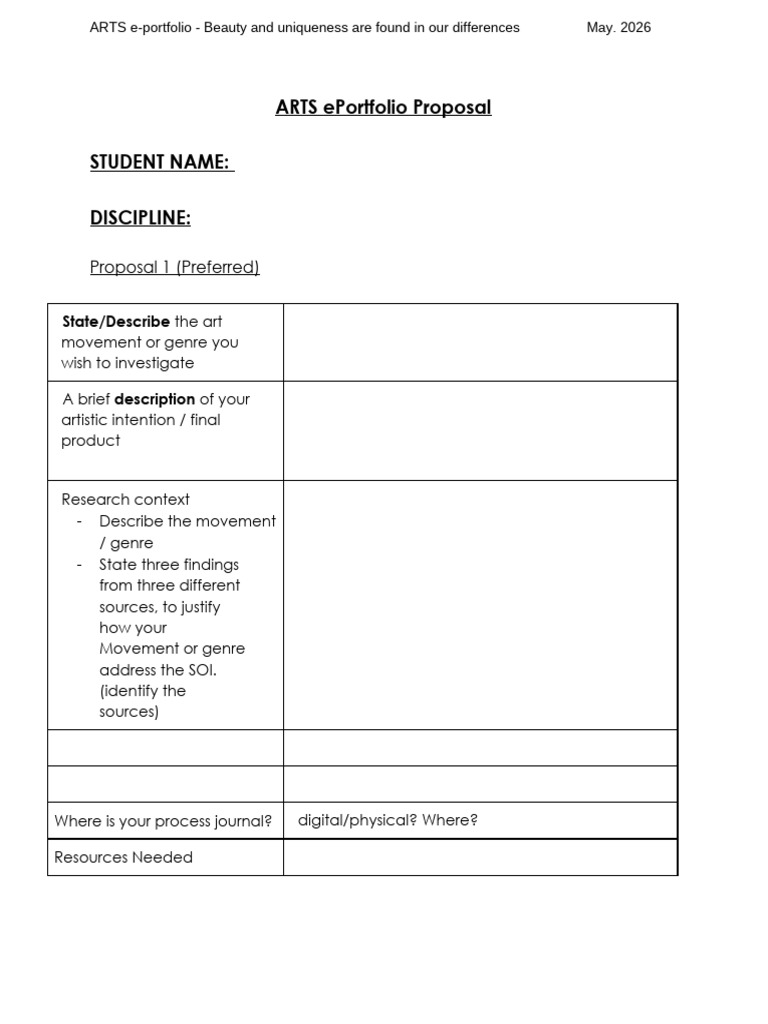 ARTS EPortfolio Proposal Template | PDF