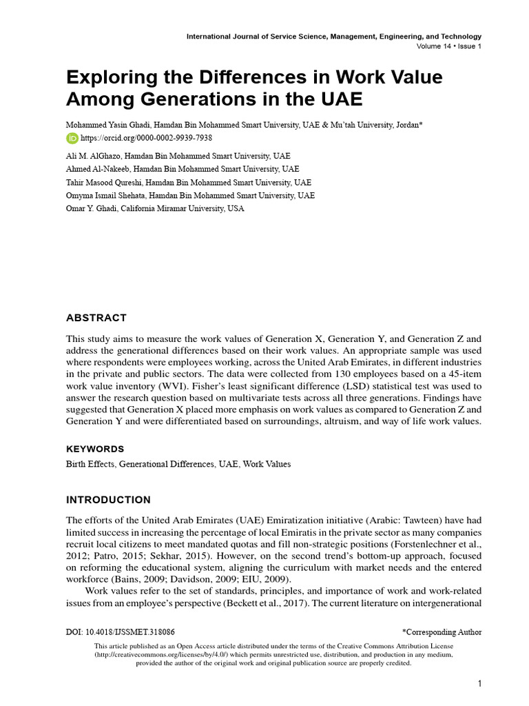 Exploring The Differences in Work Value Among Gene | PDF | Value ...