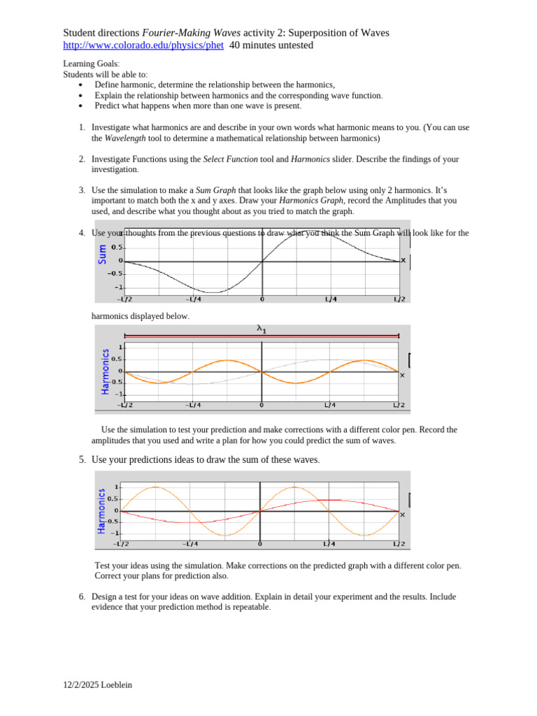 2 Student Directions For Fourier-Making Waves | PDF