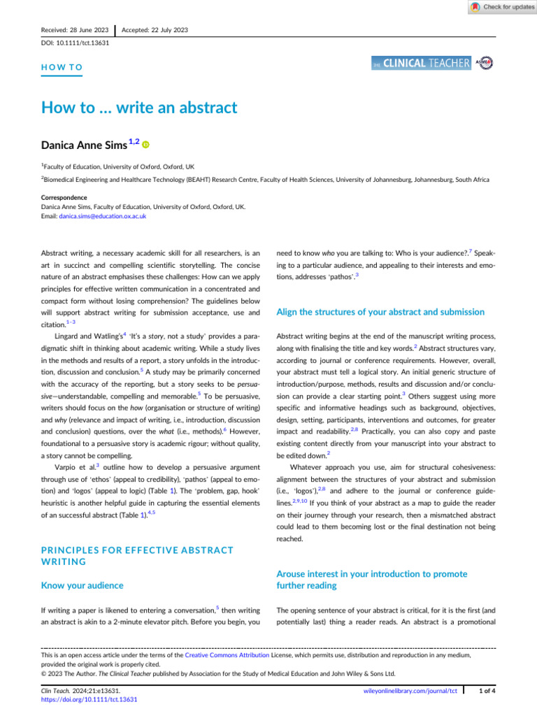 Effective Abstract Writing Guide | PDF | Abstract (Summary) | Methodology
