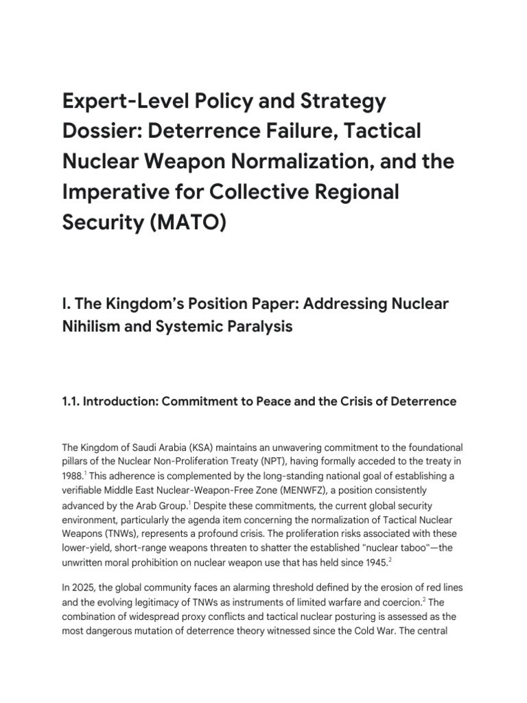 KSA's Nuclear Policy and Regional Security | PDF | Nuclear ...