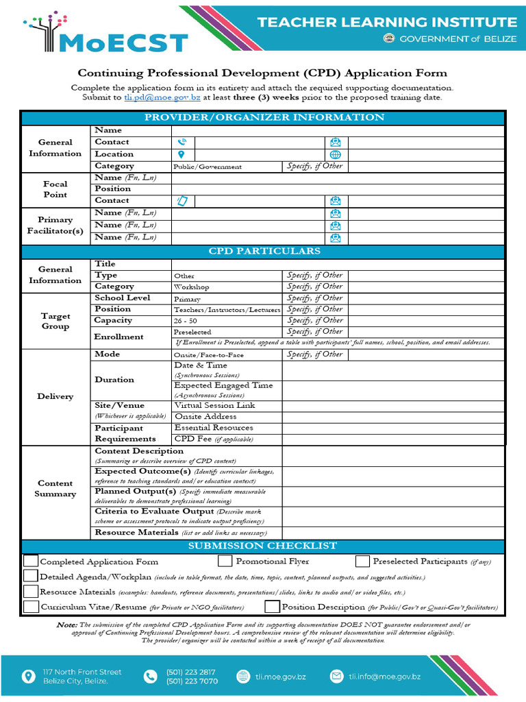 CPD Application Form | PDF | Learning
