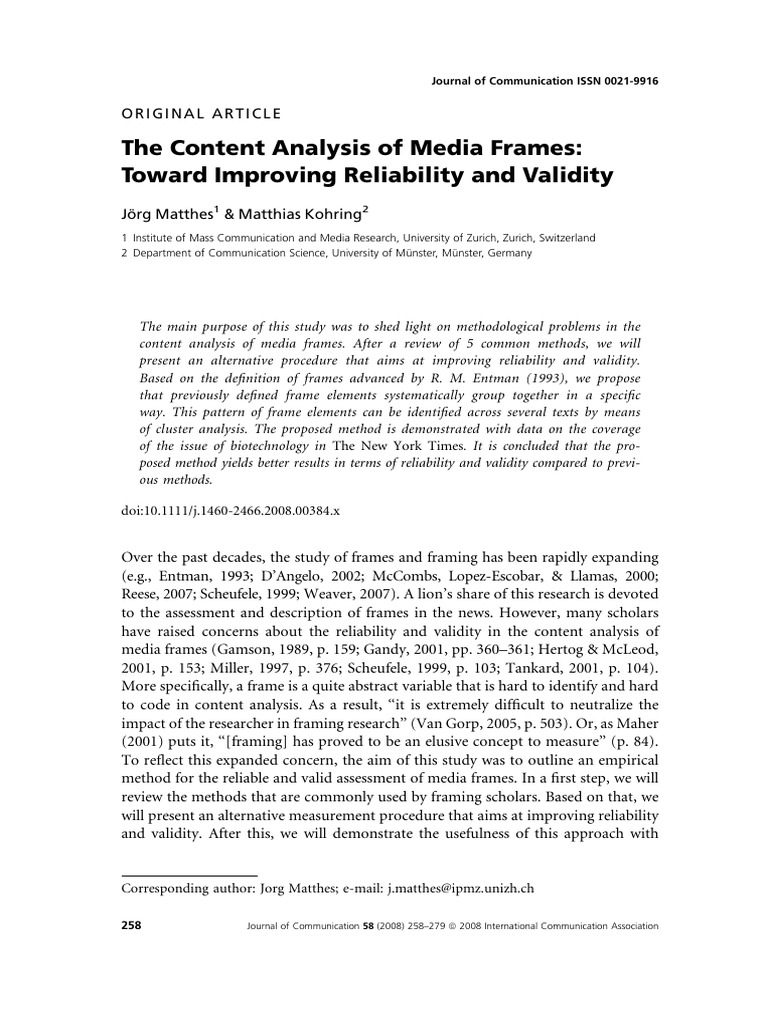Jörg Matthes - The Content Analysis of Media Frames Toward Improving ...