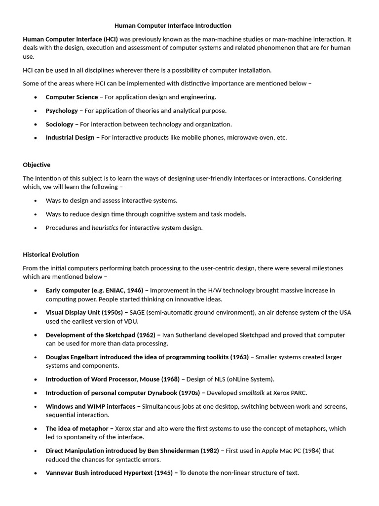 1. Human Computer Interface Introduction | PDF | Graphical User ...