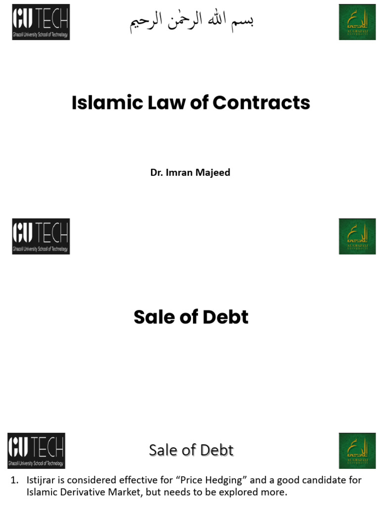 Topic 8 Contracts (Session VIII Sale of Debt) | PDF | Debt | Derivative ...