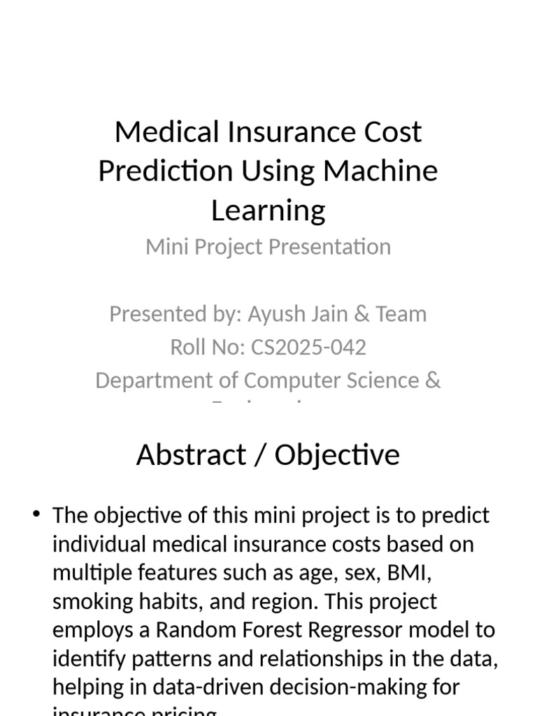 Medical Insurance Cost Prediction ML | PDF | Dependent And Independent ...